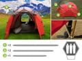 3-vietīga pārgājienu telts ar alumīnija lokiem