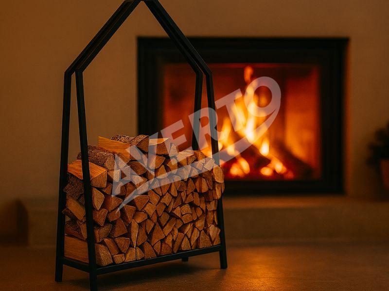 Melns metāla plaukts malkai 78x24x118 cm | Averto