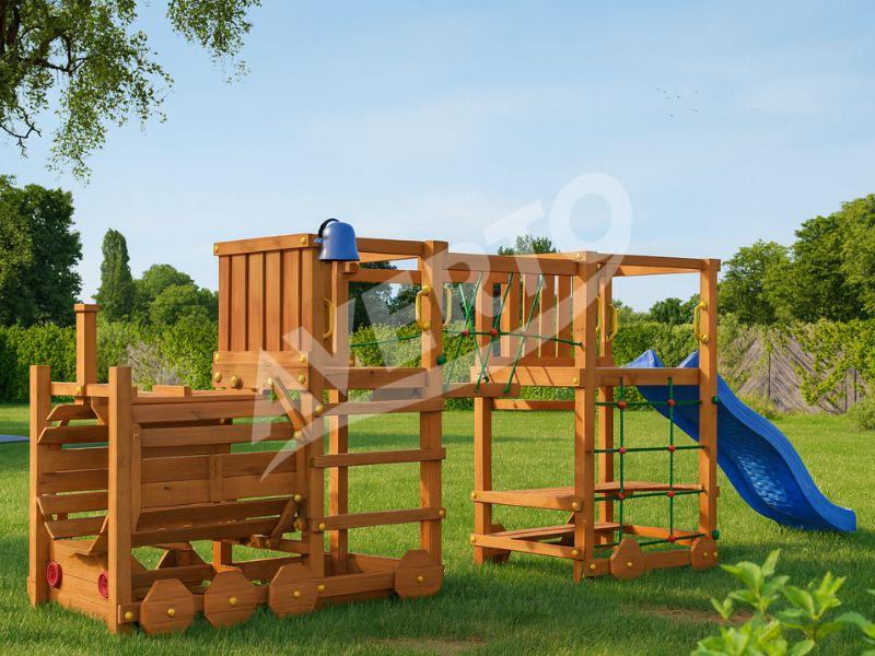 Loco Express wooden playset with slide | Averto