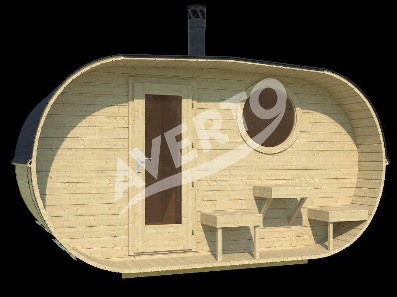 Oval sauna Forssa with 2 rooms 400x235 cm | Averto